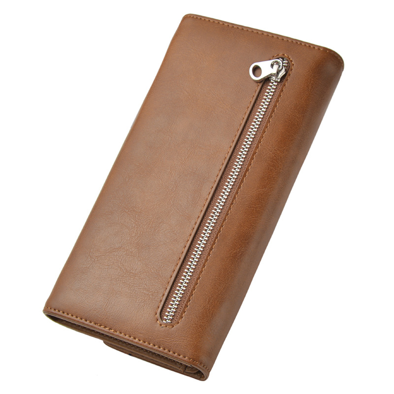Men’s Long PU Leather Wallet – Multi-Function Zipper Bag with Hand ...