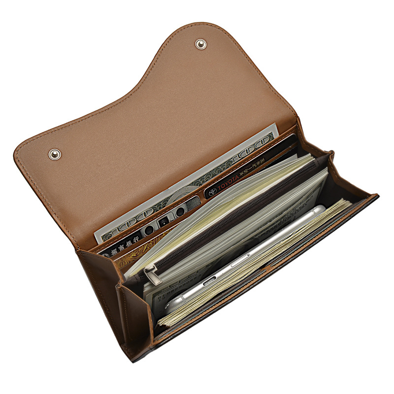 Men’s Long PU Leather Wallet – Multi-Function Zipper Bag with Hand ...
